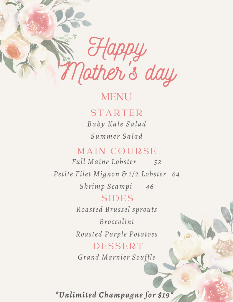 Mother’s Day Menu 5/14/2023 – Knolls Resaurant